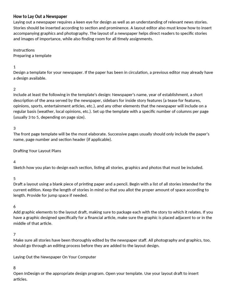 How To Lay Out A Newspaper | PDF | Page Layout | Newspapers