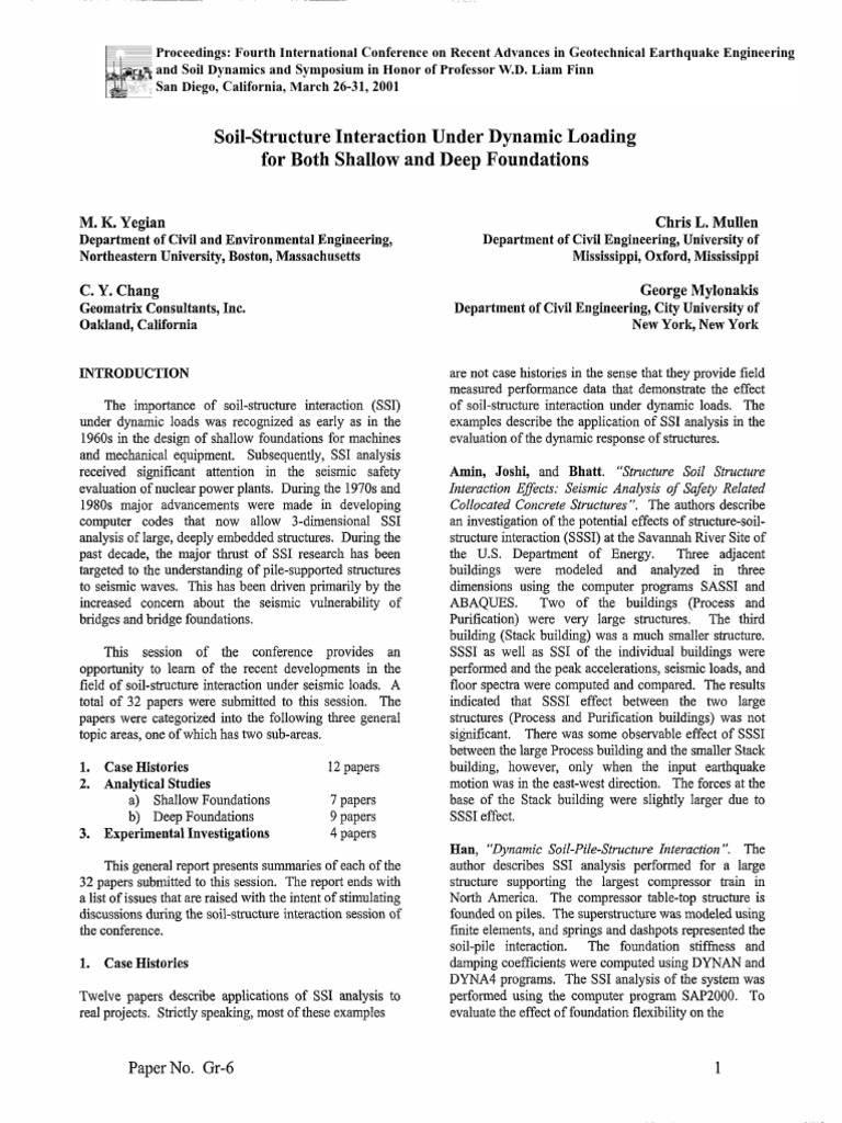 Soil Structure Interaction Under Dynamic Loading | PDF | Deep ...