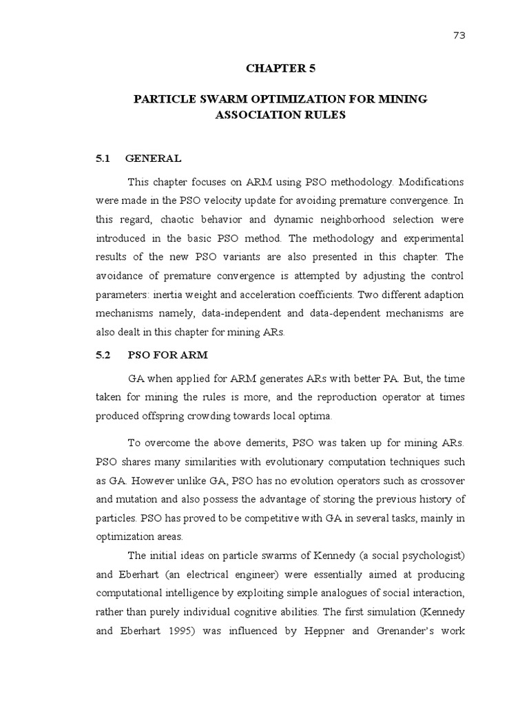 Particle Swarm Optimization For Mining Association Rules: 5.1 General ...