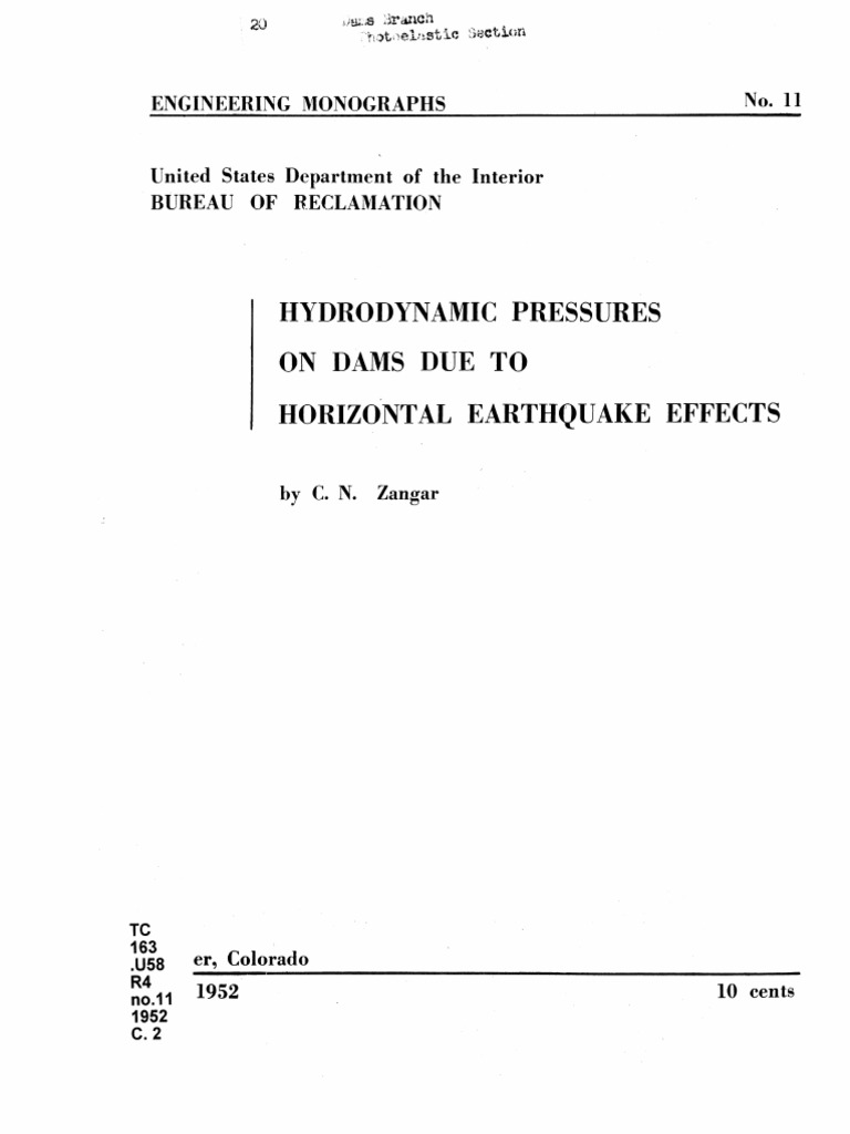 Hydrodynamic Pressures on Dams | PDF | Equations | Dam