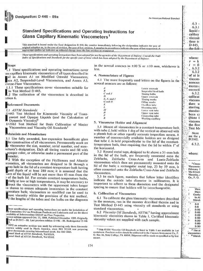 Astm D 446 Standard Specifications and Operating Instructions For Glass ...