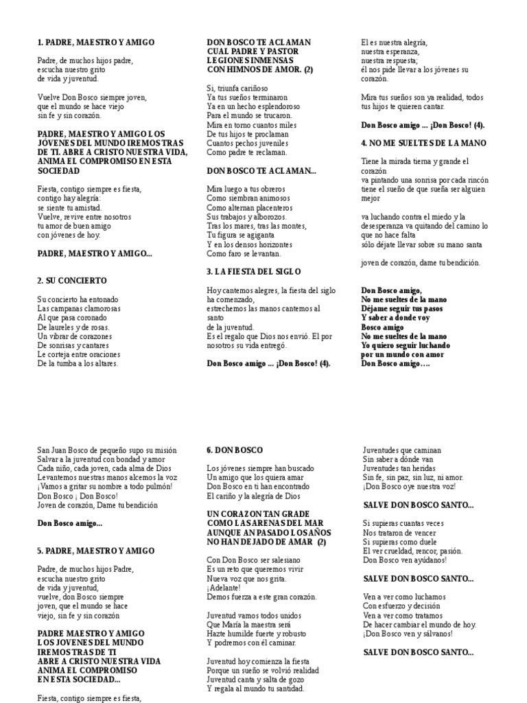 Don Bosco. Cantos Sin Acordes | PDF | Amor | Religión y creencia