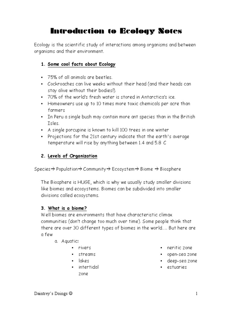 Ecology Notes Pdf Pdf Food Web Ecosystem