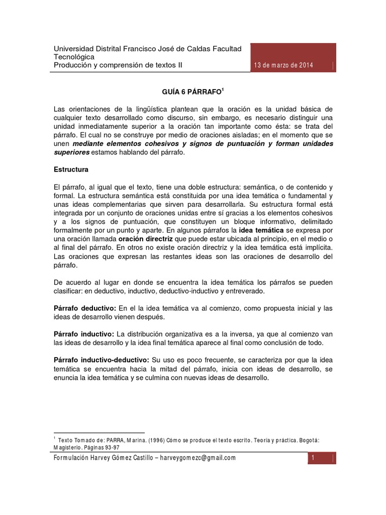 Estructura y Tipos de Párrafos Escritos | PDF | Oración (Lingüística ...
