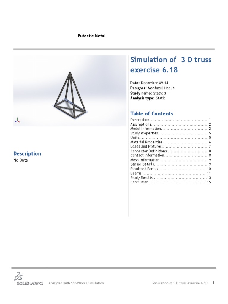3 D Truss Exercise 6.18-Static 3-1 Right Result | PDF | Truss ...