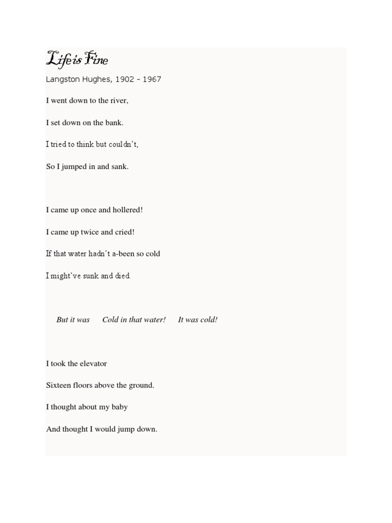 Life Is Fine: Langston Hughes, 1902 - 1967 | PDF