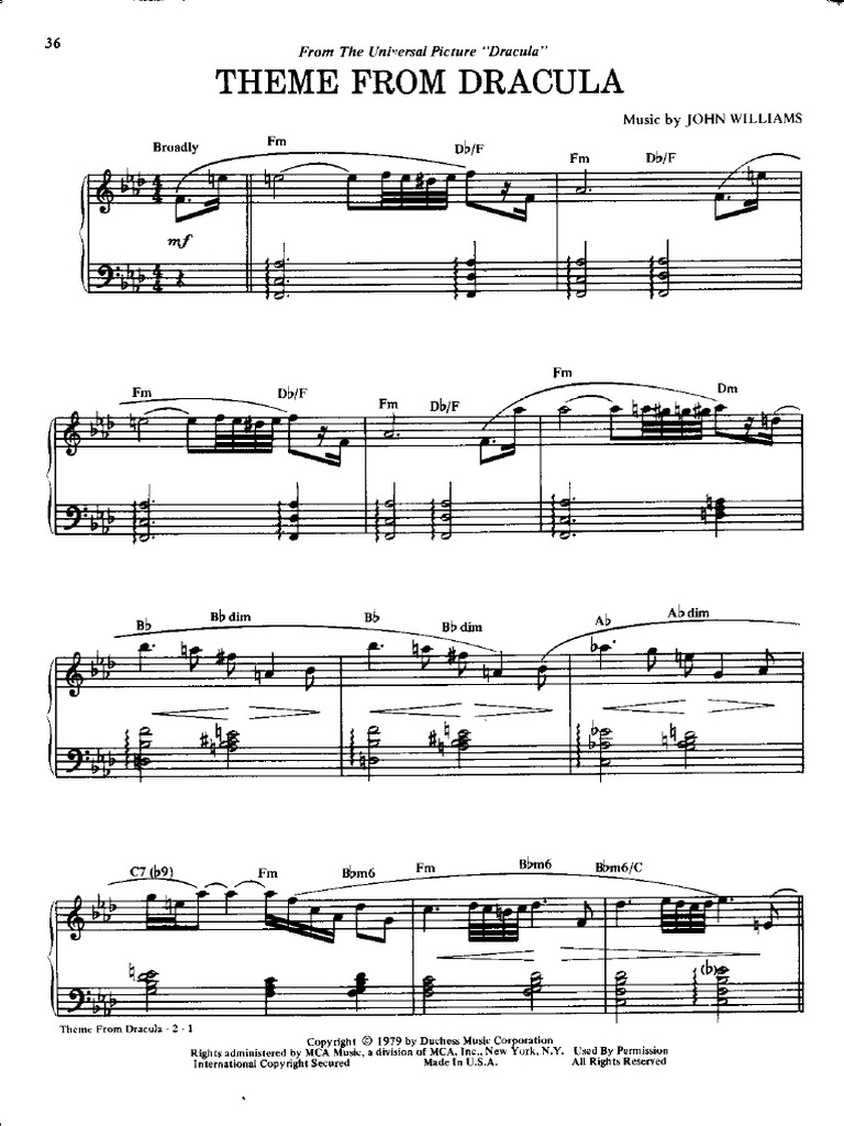 John Williams - Dracula - Theme | PDF