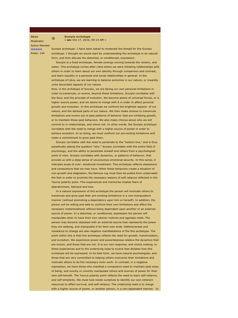 Scorpio Archetype | PDF | Self-Improvement