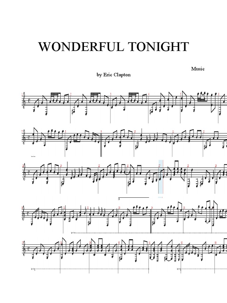 Eric Clapton's Wonderful Tonight Lyrics | PDF