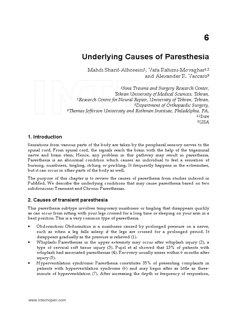 Underlying Causes of Paresthesia | Paresthesia | Peripheral Neuropathy