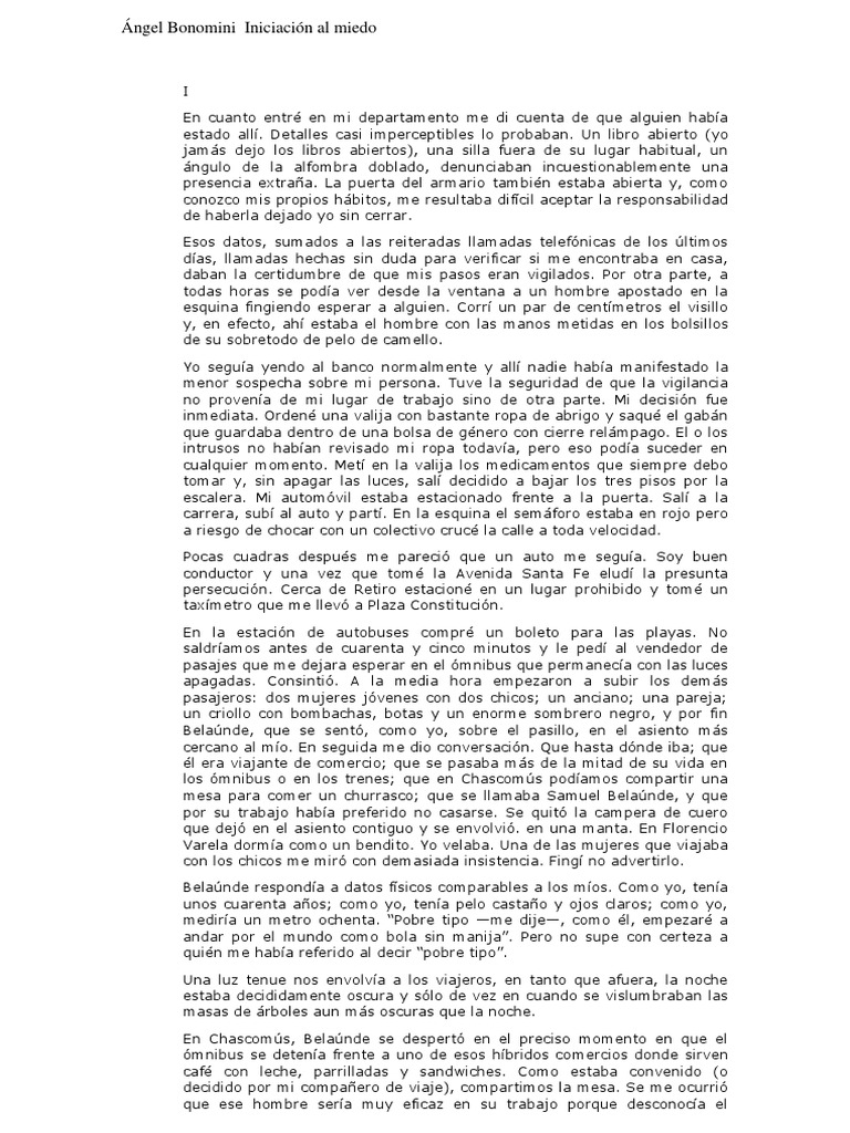 Bonomini, Ángel - Iniciación Al Miedo | PDF | Hotel | Policía