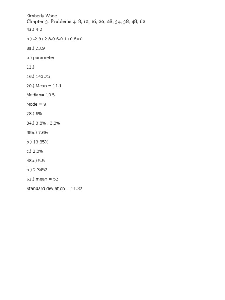 Math Problem Solutions and Statistics | PDF