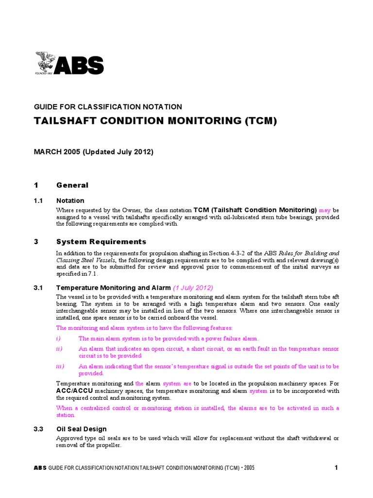 Tailshaft Condition Monitoring TCM - Notation - Guide-July12 | PDF ...
