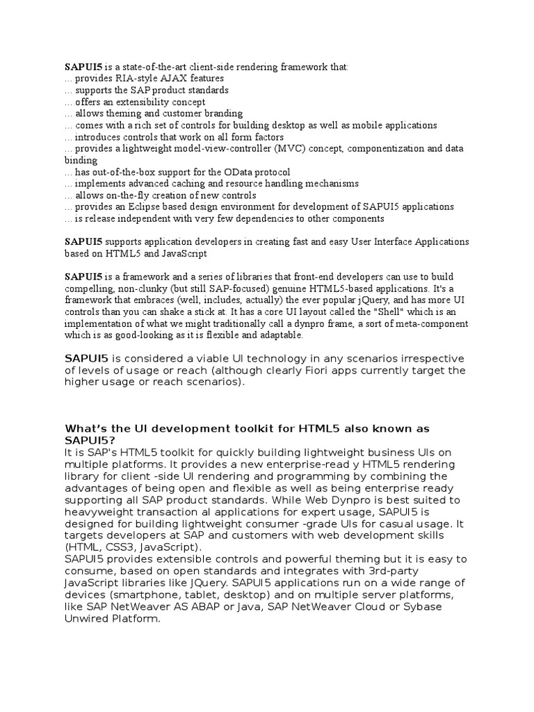 SAPUI5 | PDF | Java Script | Model–View–Controller