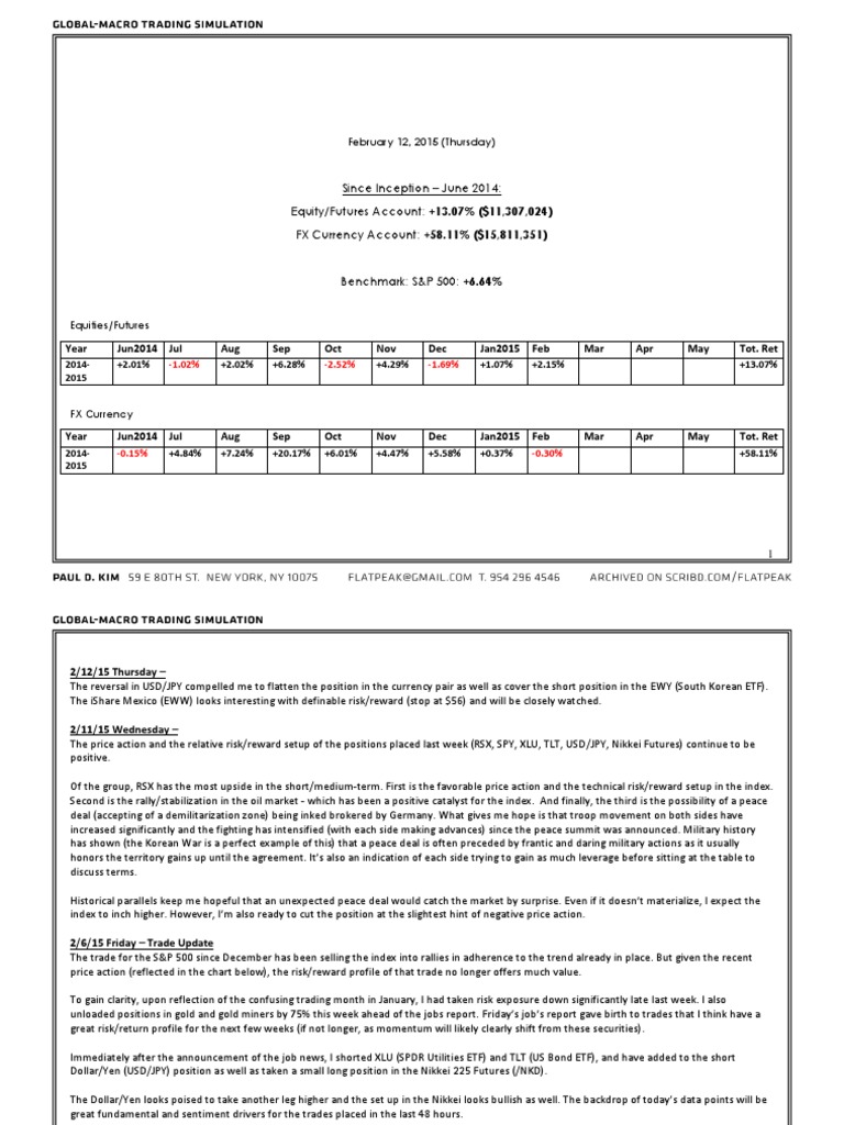 2/12/15 Macro Trading Simulation | PDF | Euro | Futures Contract