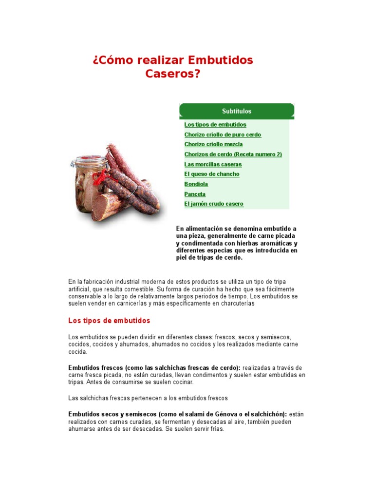 Cómo Hacer Embutidos Caseros | PDF | Comida y bebida | Cocinando