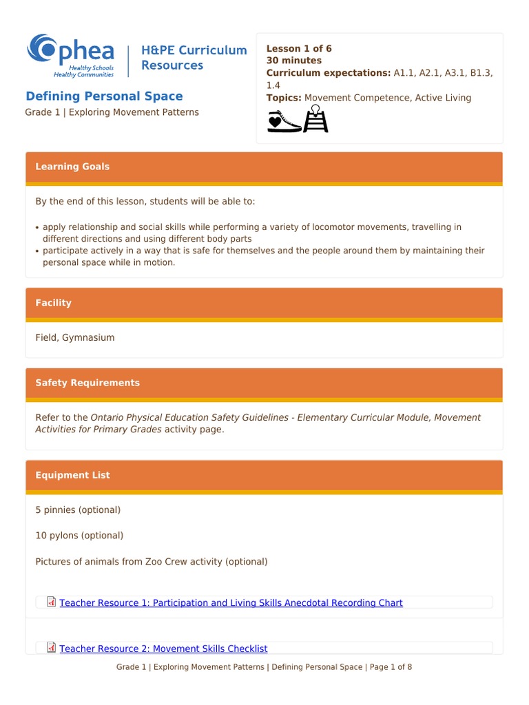 Gr1-Exploring Movement Patterns-Defining Personal Space | PDF | Foot ...