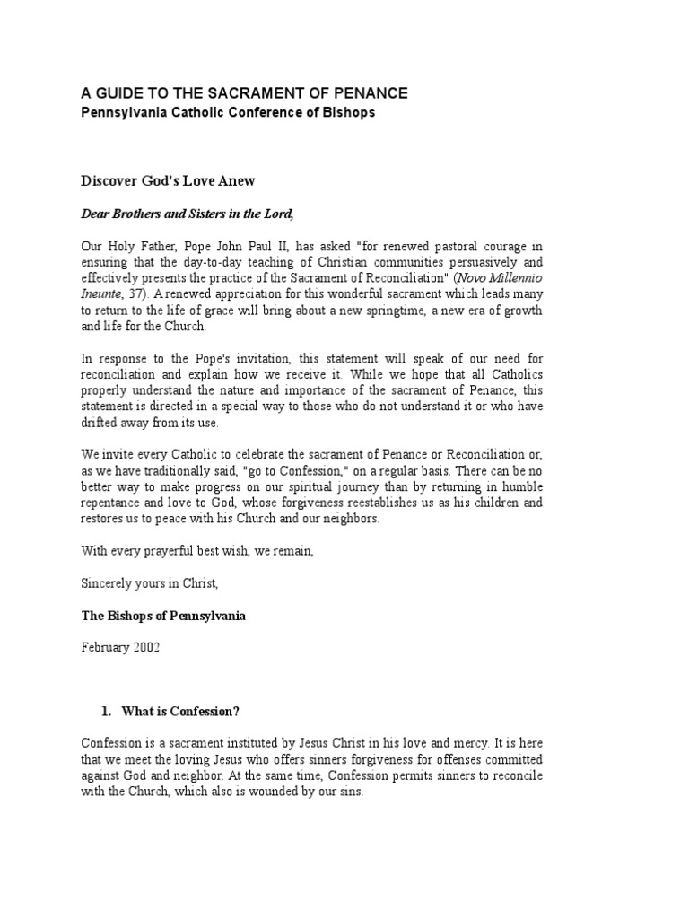 A Guide To The Sacrament of Penance | PDF | Penance | Sacraments