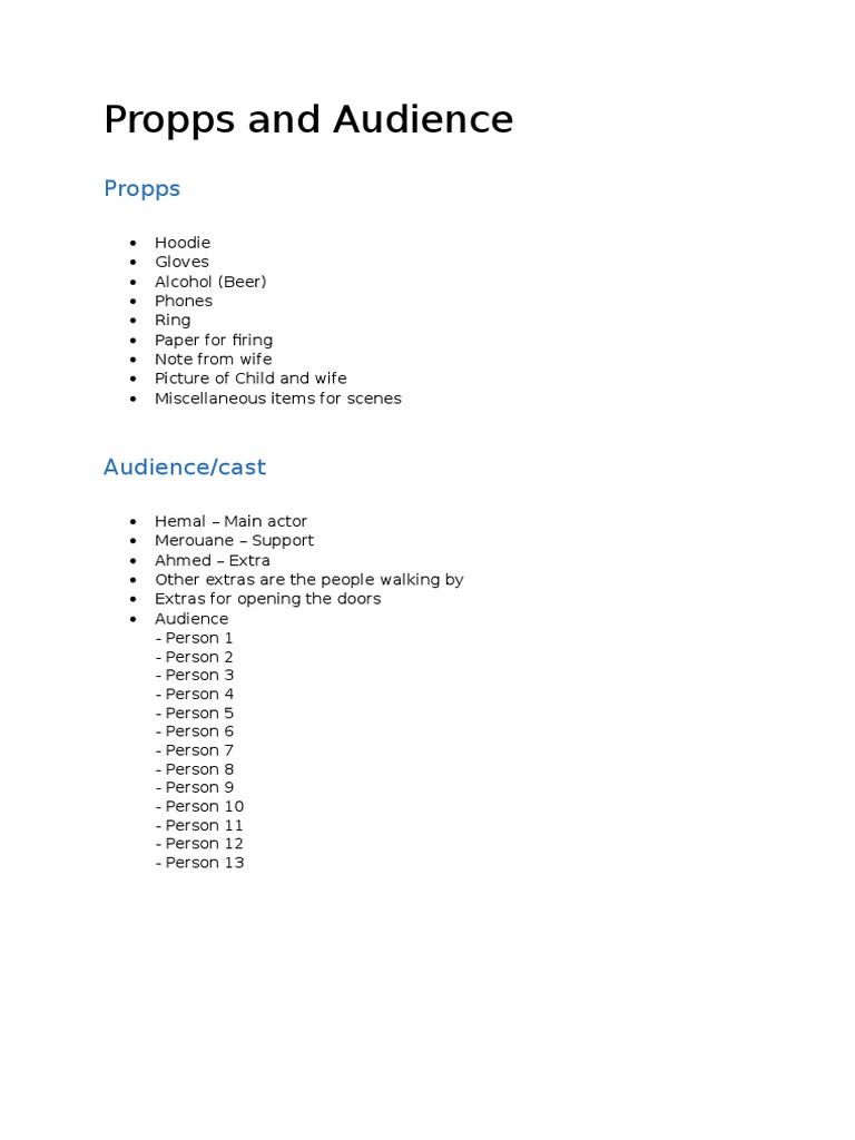 Props and Audience | PDF
