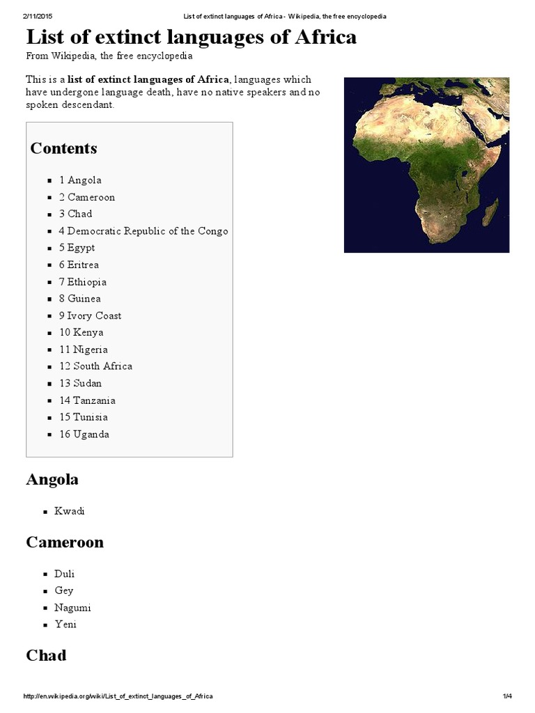 List of Extinct Languages of Africa | PDF
