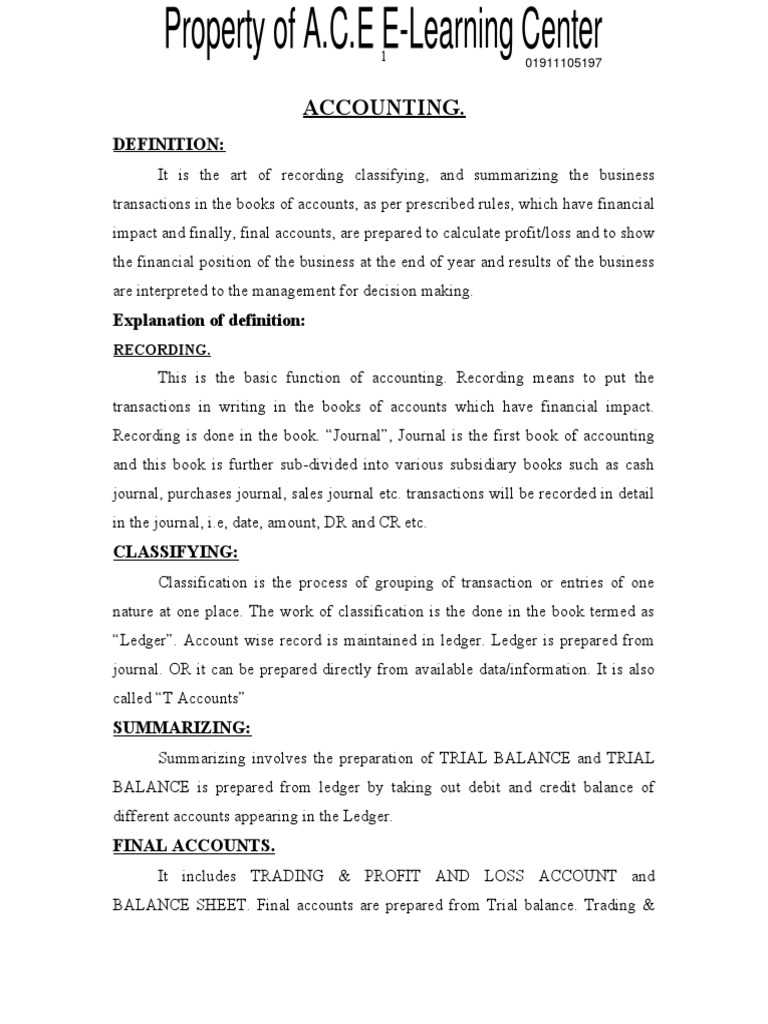 Accounting Notes | PDF | Debits And Credits | Bookkeeping