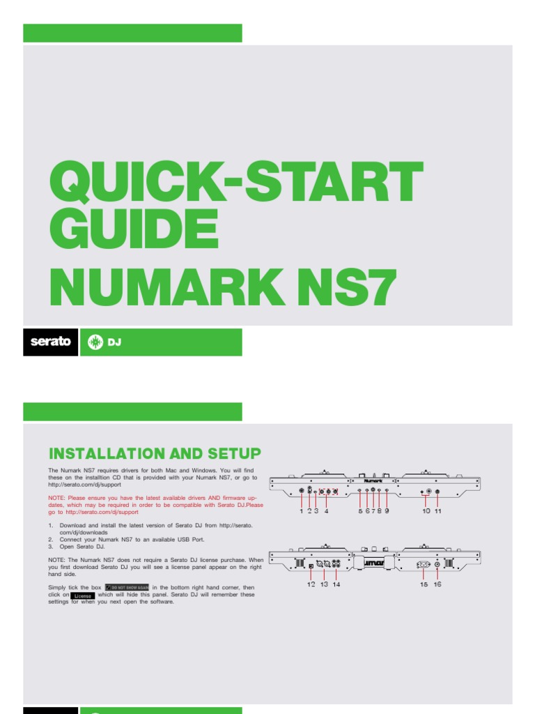 Numark NS7 Quickstart Guide For Serato DJ | PDF | Tempo | Installation (Computer Programs)