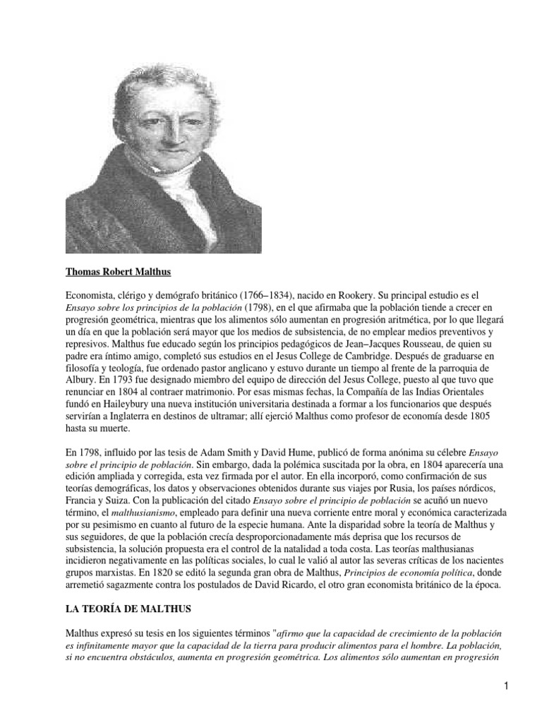 Thomas Robert Malthus | PDF | Ciencias económicas | Economias