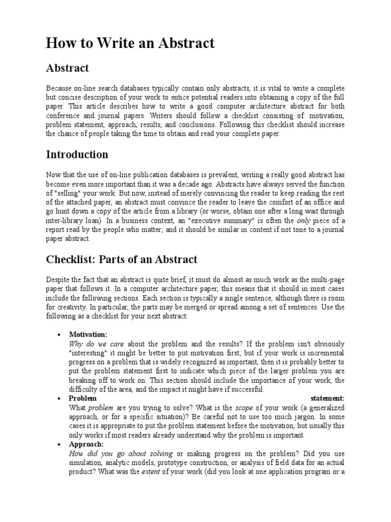 Examples Of Science Paper Abstract 004 Research Paper Abstract 