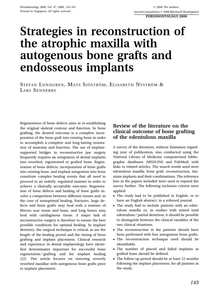 Strategies in Reconstruction of The Atrophic Maxilla | PDF | Dental ...