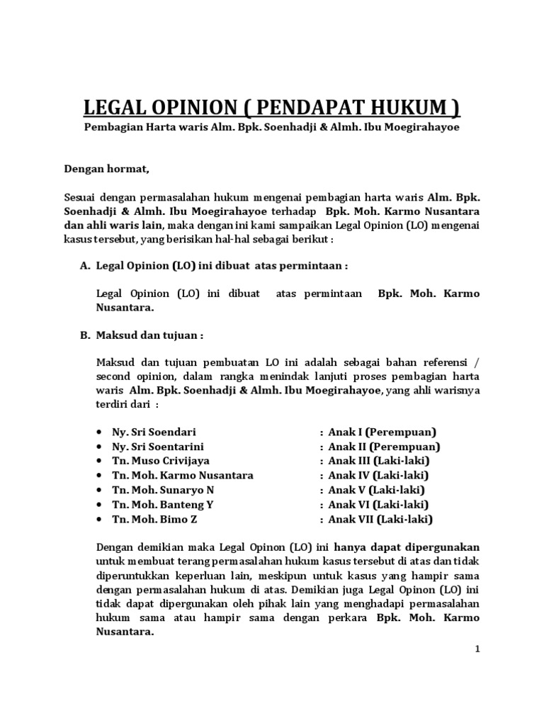 Legal Opini Hukum War