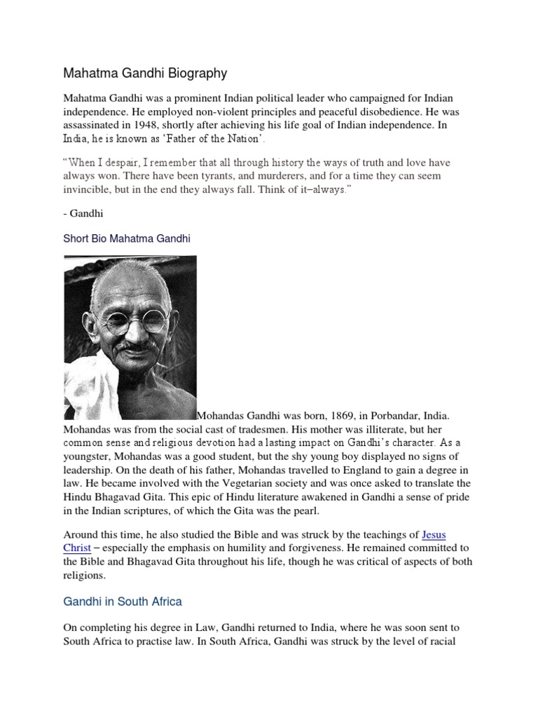 Mahatma Gandhi Biography | Mahatma Gandhi | Partition Of India