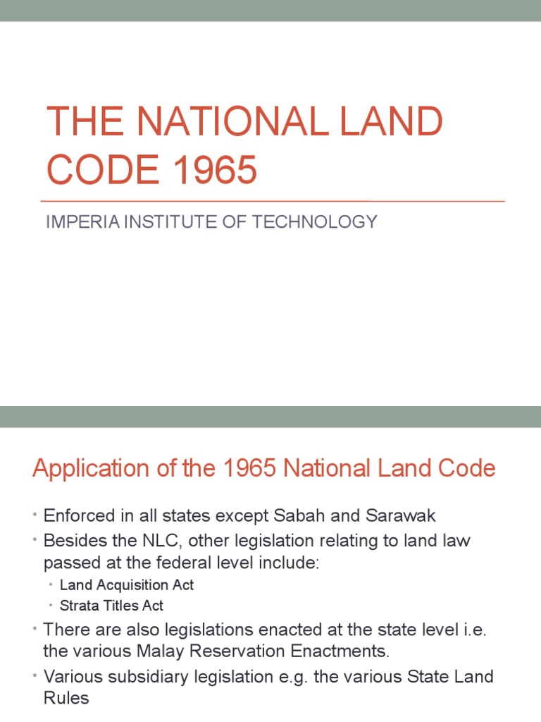 Overview of National Land Code 1965 | PDF | Adverse Possession | Equity ...