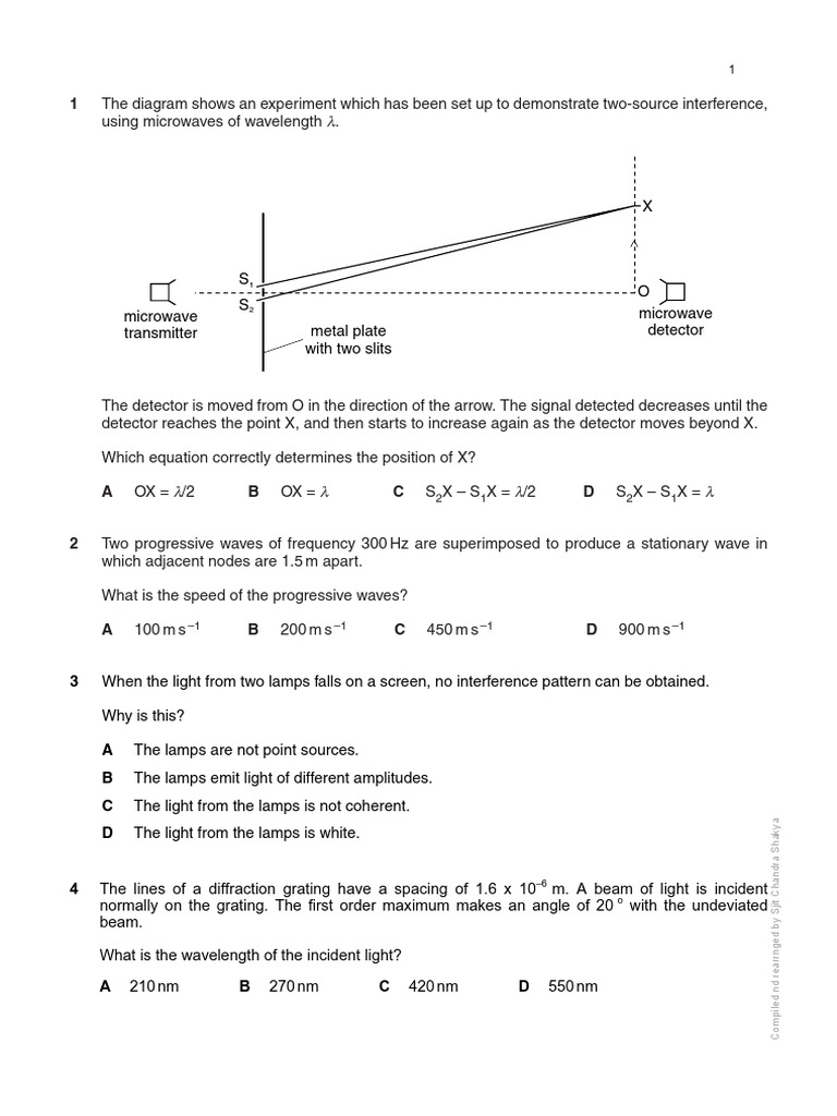 9702 p1 Superposition All | PDF | Diffraction | Interference (Wave ...