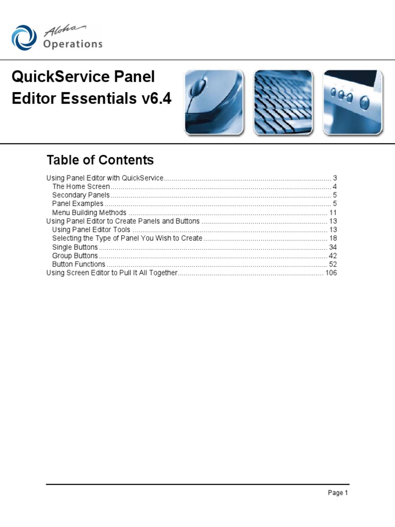 Aloha Qs Panel Editor | PDF | Menu (Computing) | Button (Computing)