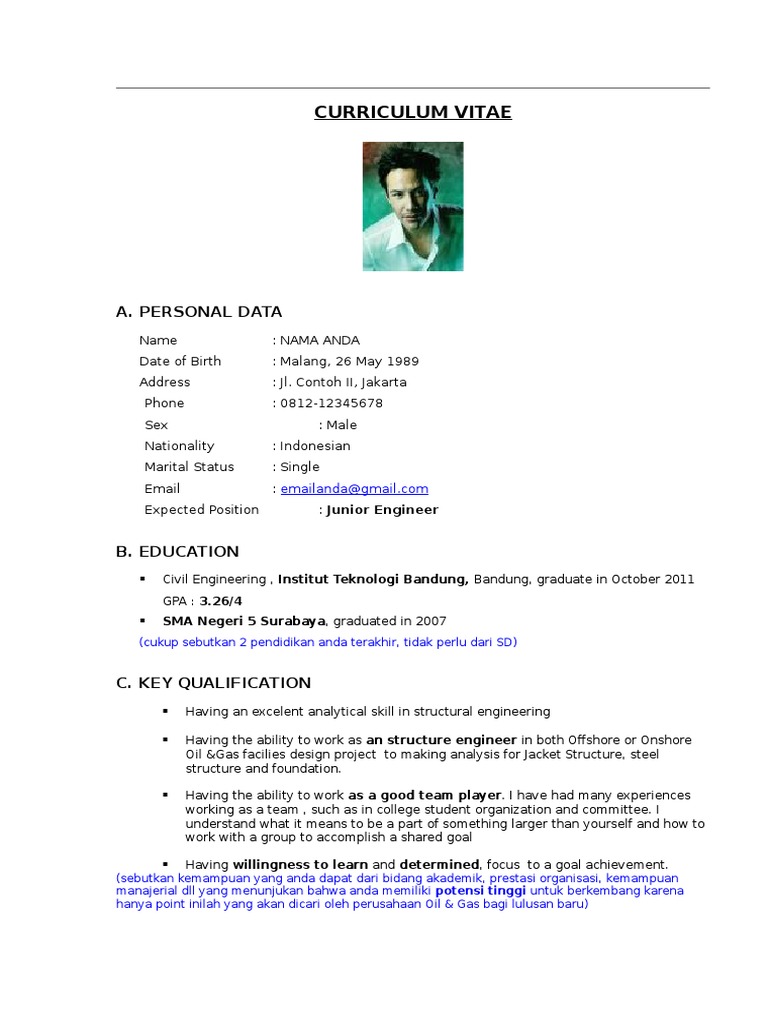 Sample CV Fresh Graduate | PDF | Engineering | Science