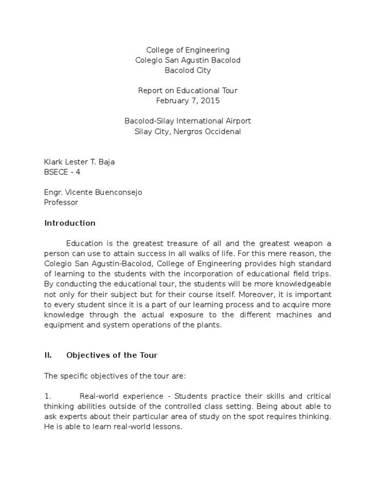 Narrative Report For Educational Field Trip March 14-17-2013 | Air ...