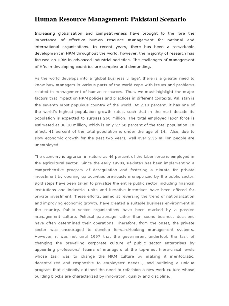 HRM Pakistan | PDF | Human Resource Management | Employment