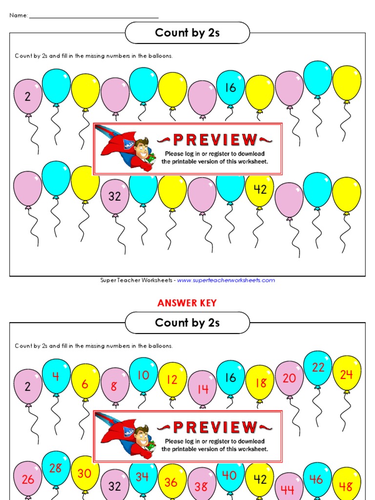 Counting by 2s Balloons | PDF