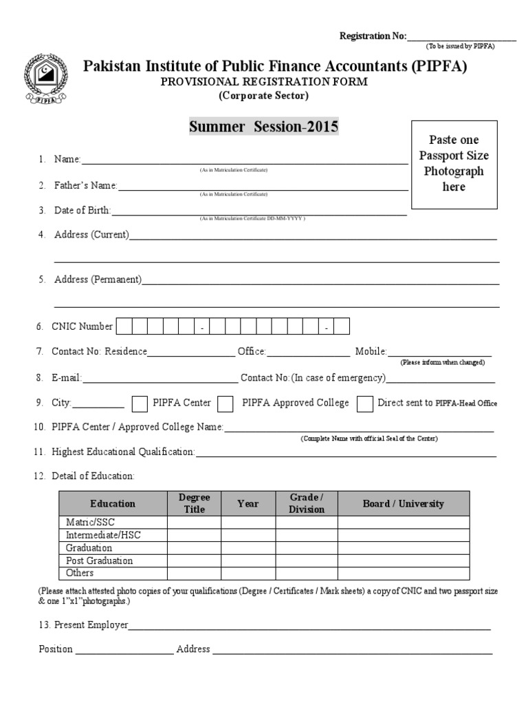 Pakistan Institute of Public Finance Accountants (PIPFA) : Provisional ...