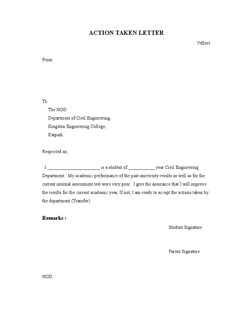 Action Taken Letter | PDF | Business | Finance & Money Management