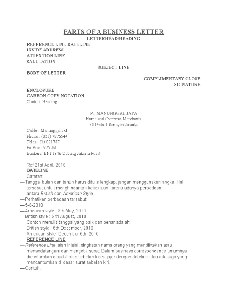 Parts of A Business Letter | PDF