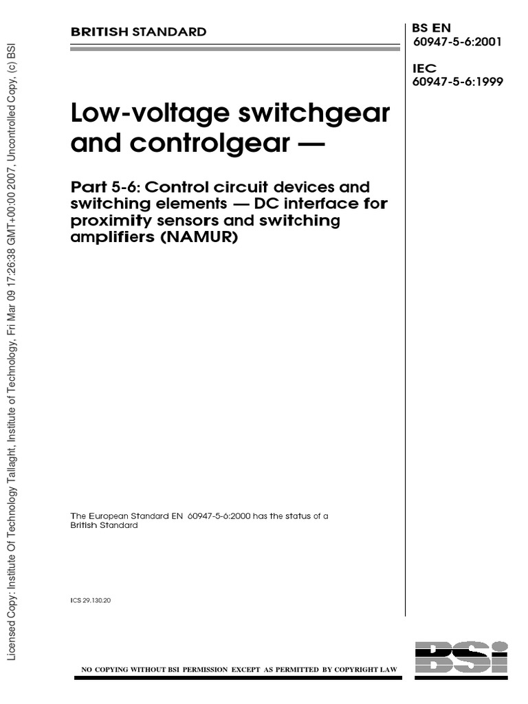 BS EN 60947-5-6-2001 | Amplifier | Standardization