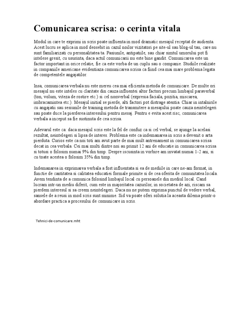 Comunicarea scrisa