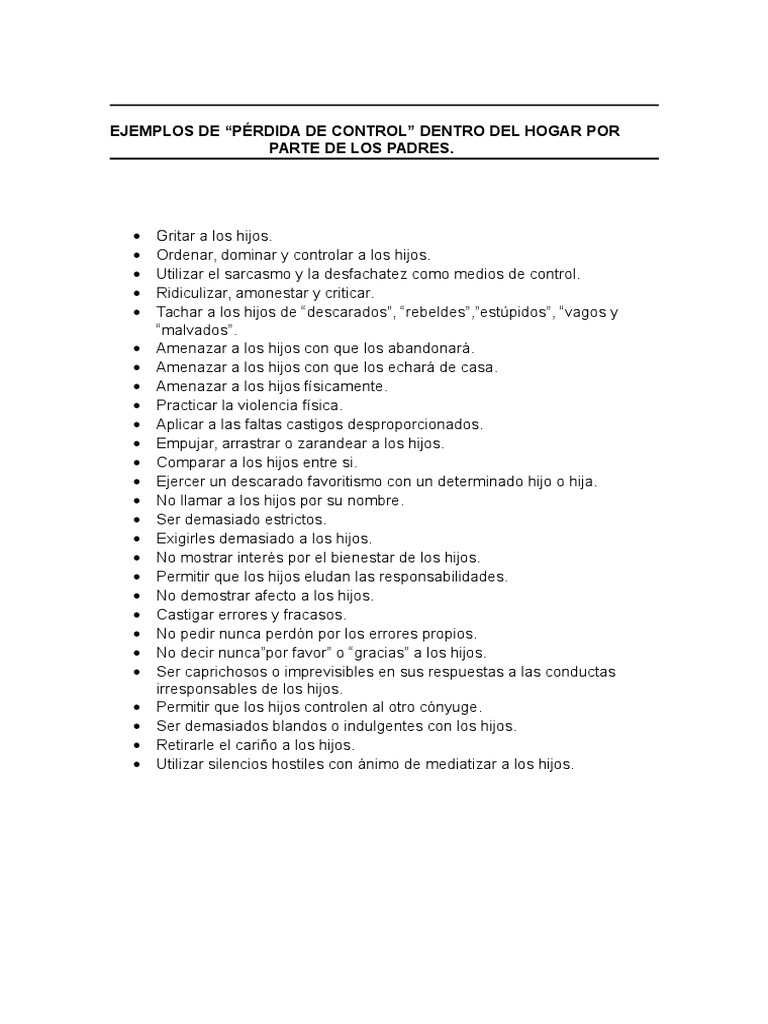 Ejemplos de Perdida de Control | PDF | Salud y bienestar