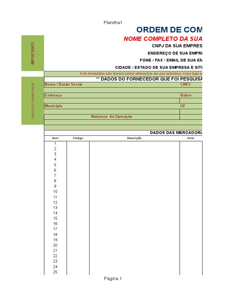 Modelo de Ordem de Compra | PDF