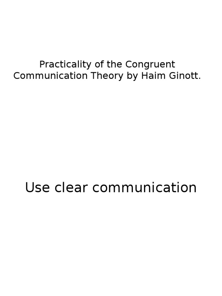 Practicality of The Congruent Communication Theory by Haim | PDF ...