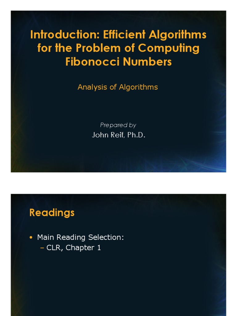 Introduction: Efficient Algorithms For The Problem of Computing Fibonocci Numbers | PDF ...