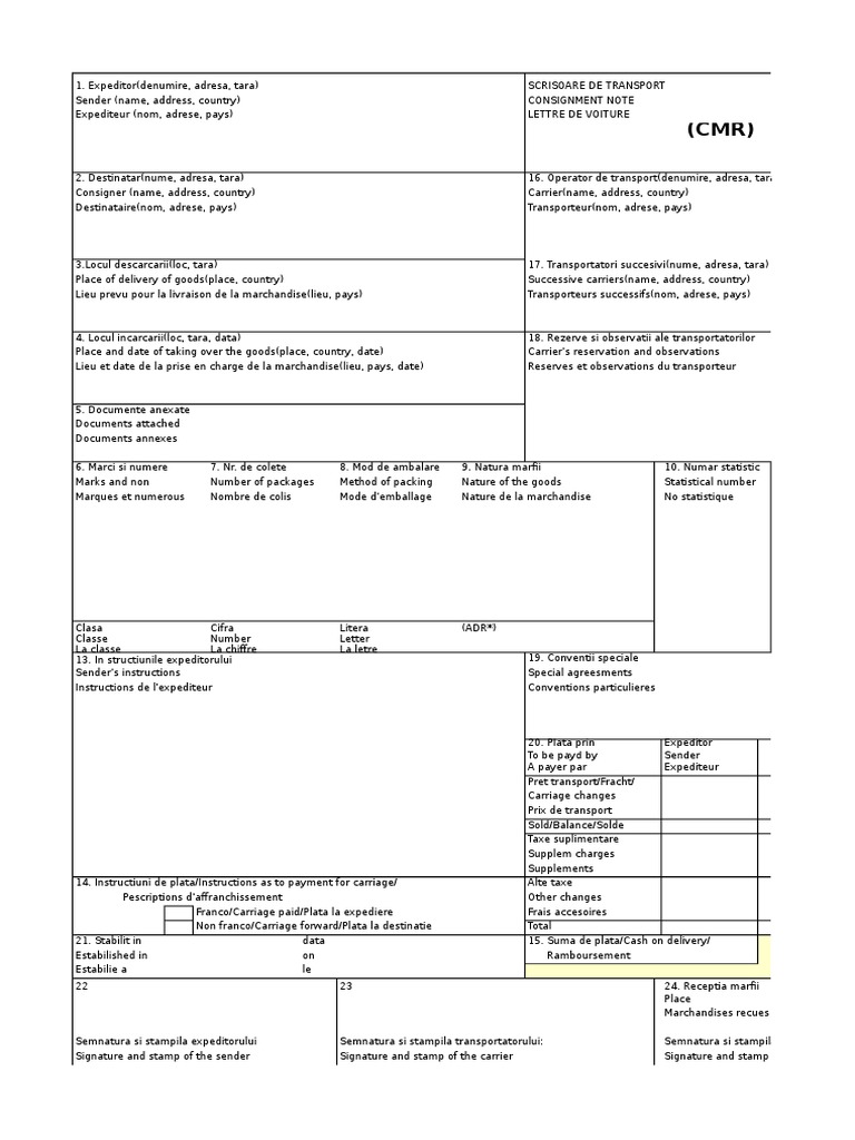 CMR - Model | PDF | Services (Economics) | Transport