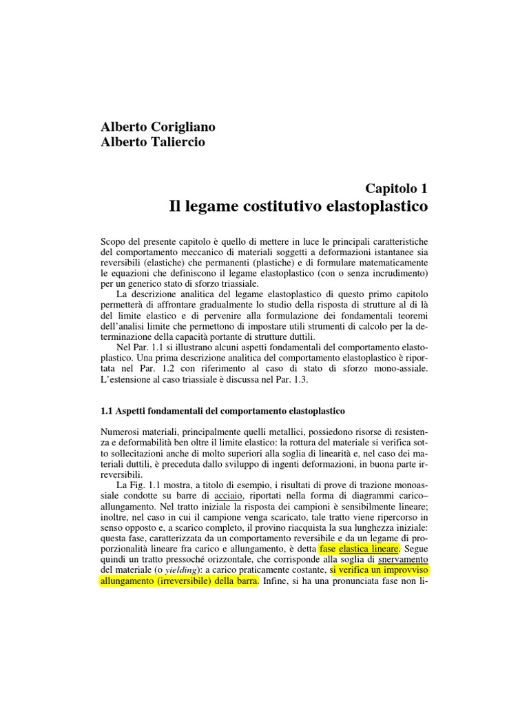 Legame Costitutivo Elasto Plastico | PDF Legame Costitutivo Elasto Plastico | PDF