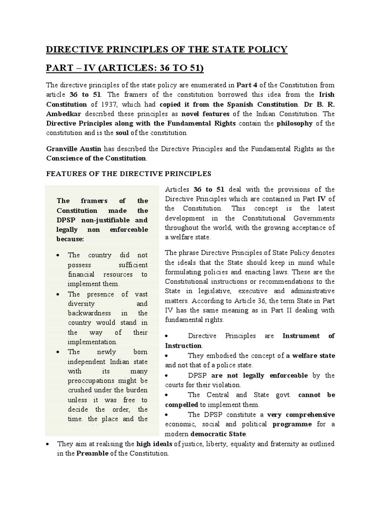 Directive Principles of The State Policy | PDF | Constitution | Ethical ...